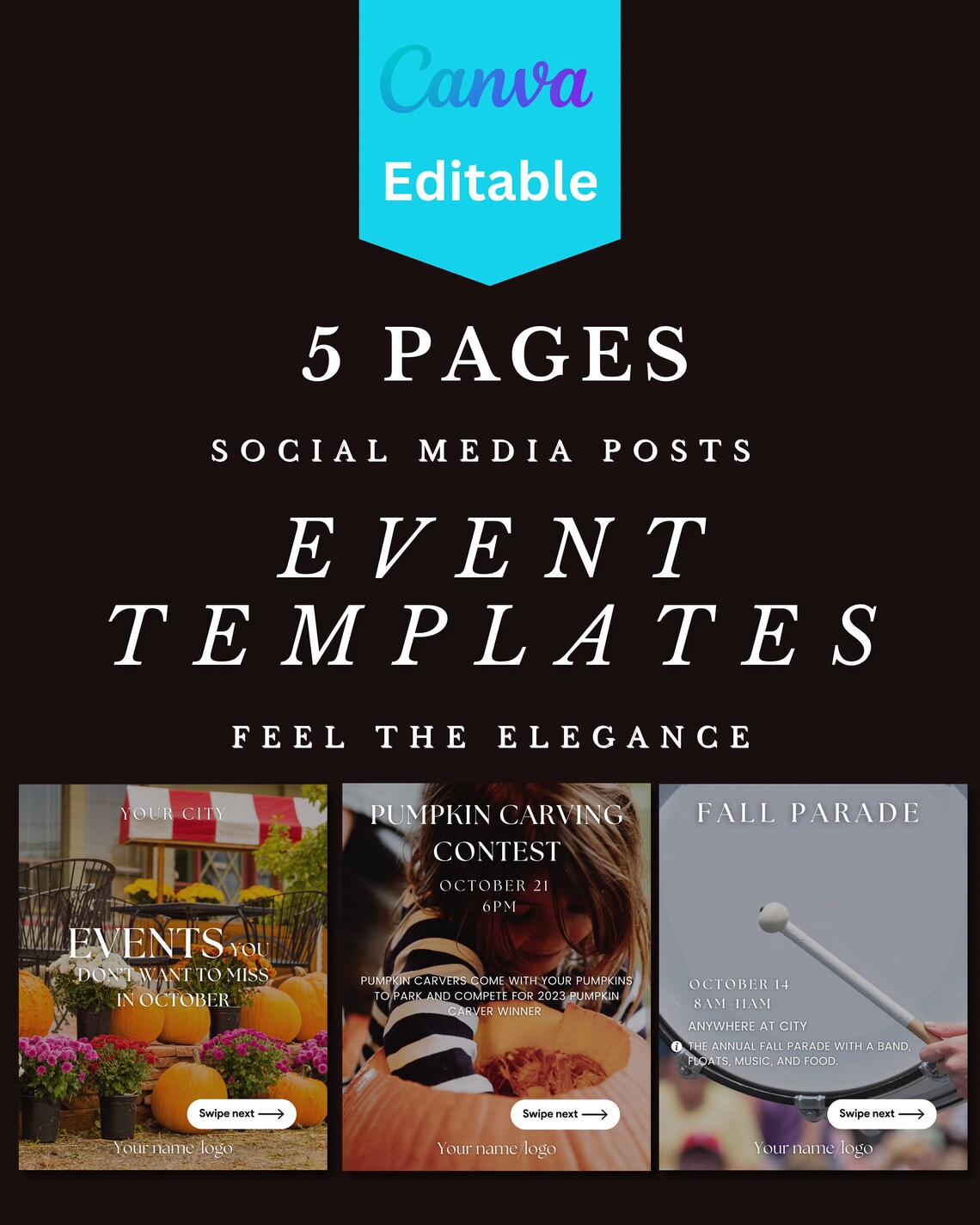 Events Instagram Posts Canva Editable - Simple and Elegant Design - Etsy