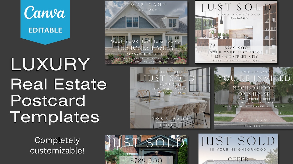 Luxury Real Estate Postcard Templates - 11 Postcard Templates Editable ...