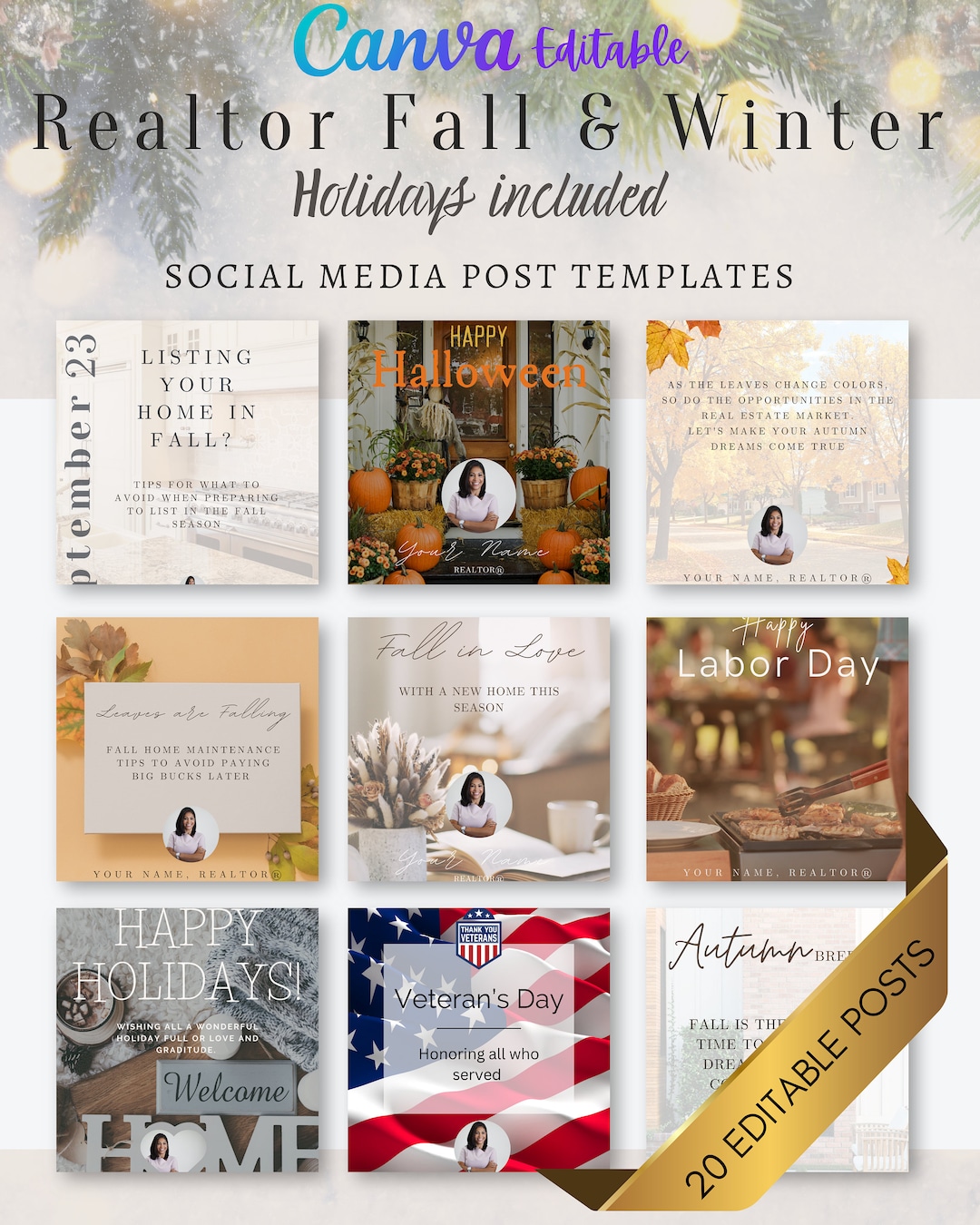 Real Estate Instagram Post Templates | Fall & Winter Holidays (canva ...