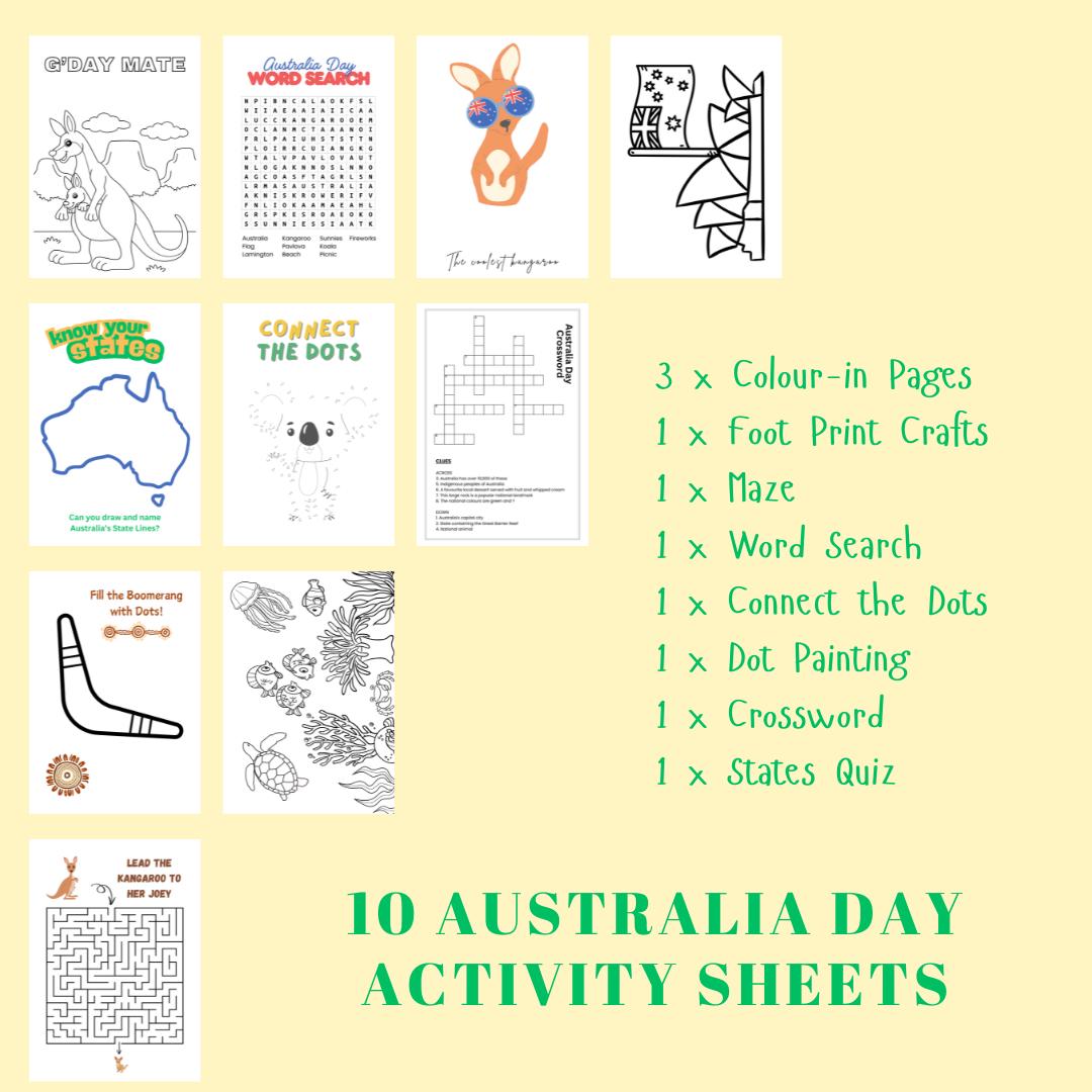 10 Fun Australia Day Activity Sheets for Kids - Etsy