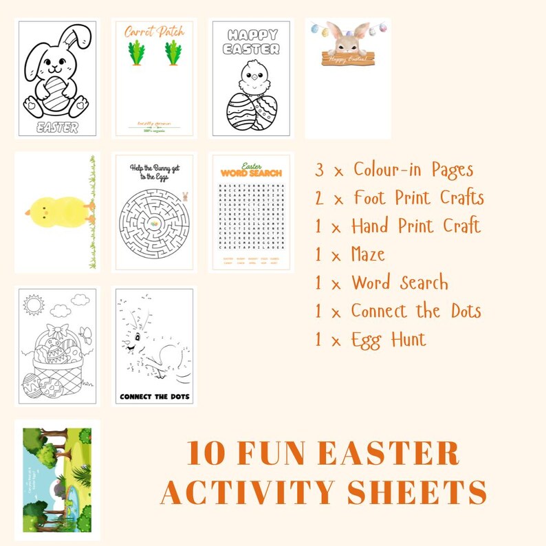 10 Fun Easter Activity Sheets - Etsy