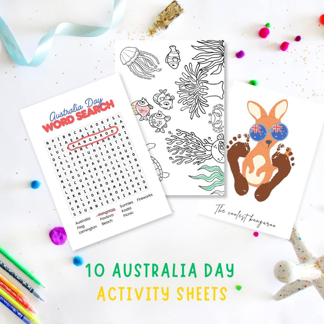 10 Fun Australia Day Activity Sheets for Kids - Etsy