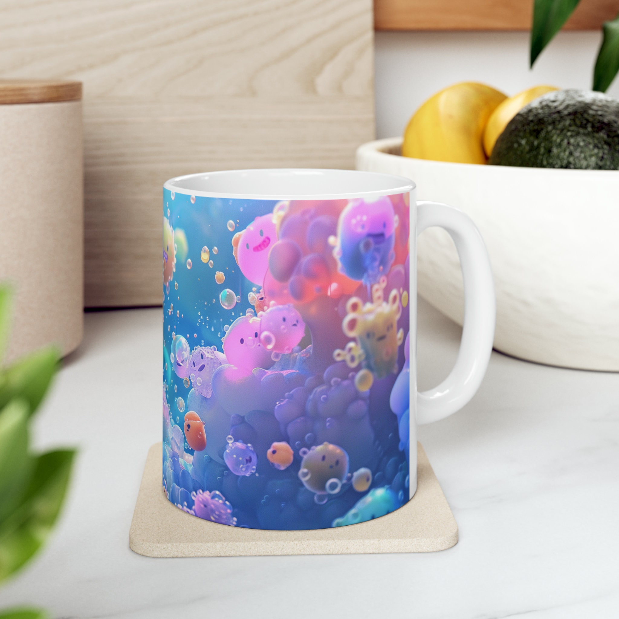 Whimsical Amoebas Dance 11oz Ceramic Mug Unique Microbial Joy Coffee ...