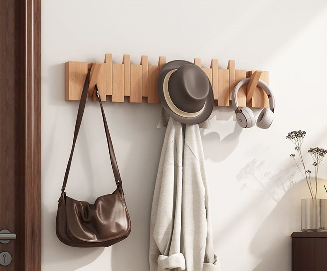 Flip Down Beech Wall Mount , Folding Hook,wooden Key Wall Hooks,coat ...