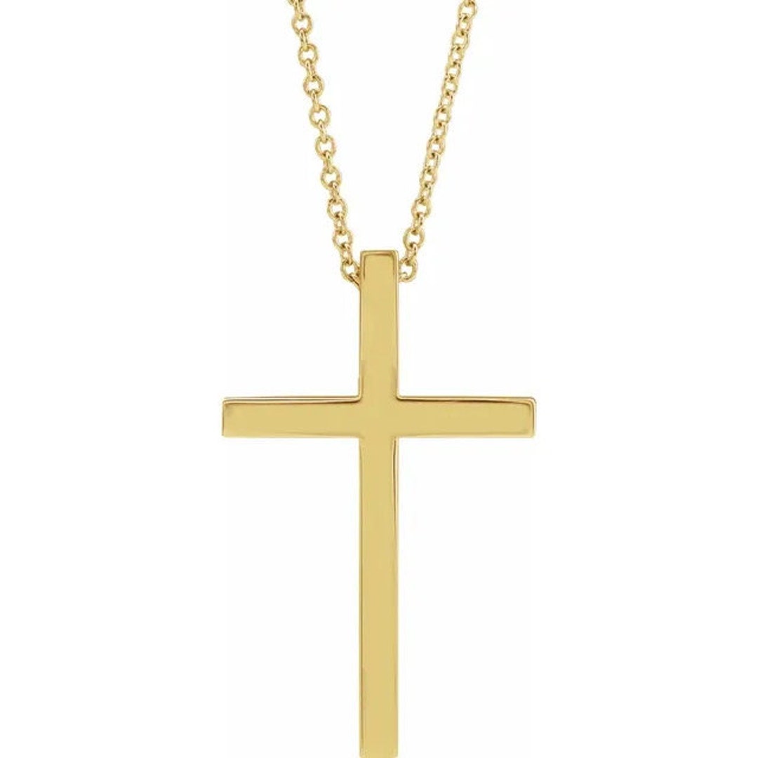 14K Gold Hidden Bail Skinny Cross Pendant - Etsy