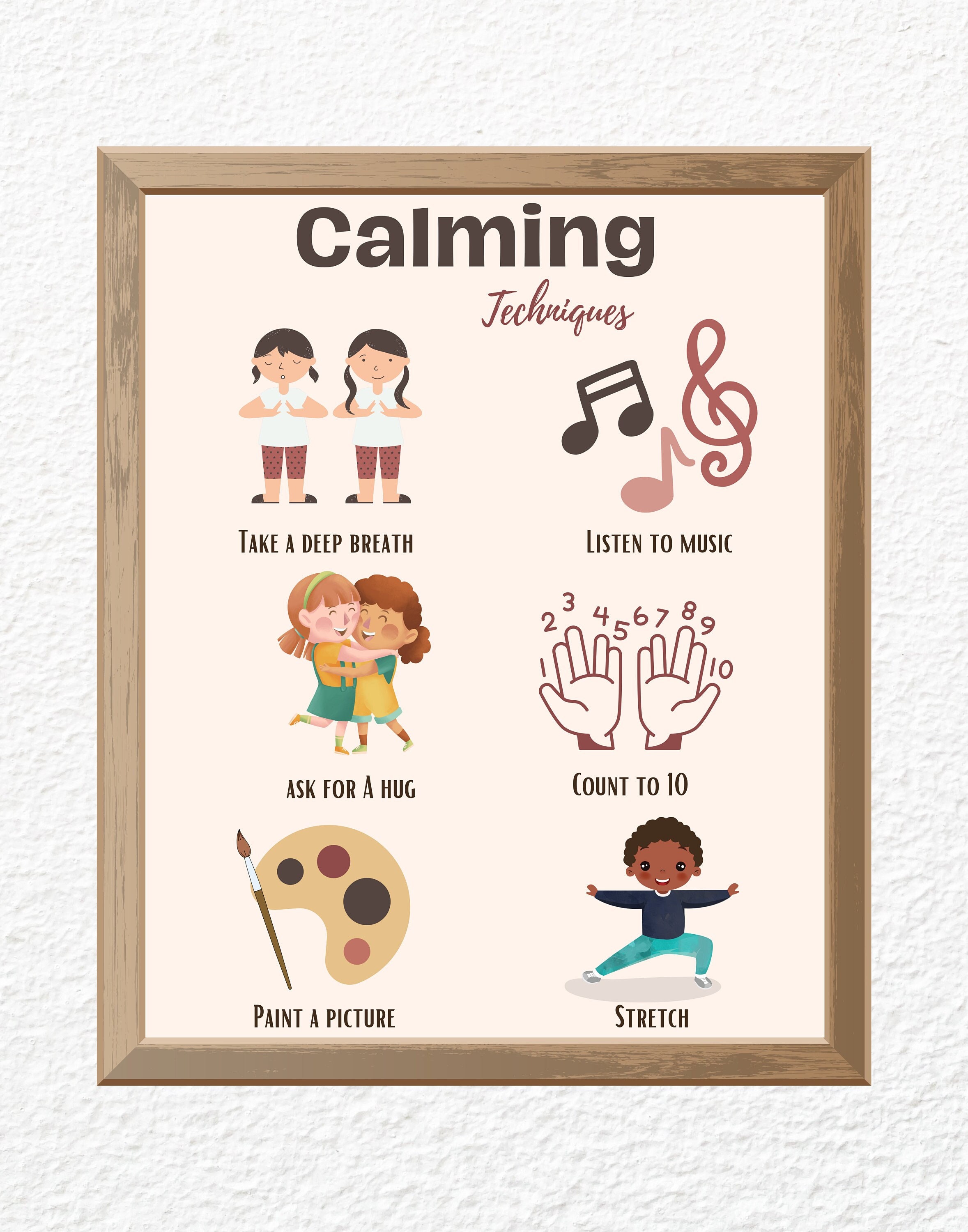 Childrens Calming Techniques Poster for Playroom, Classroom, or Bedroom ...