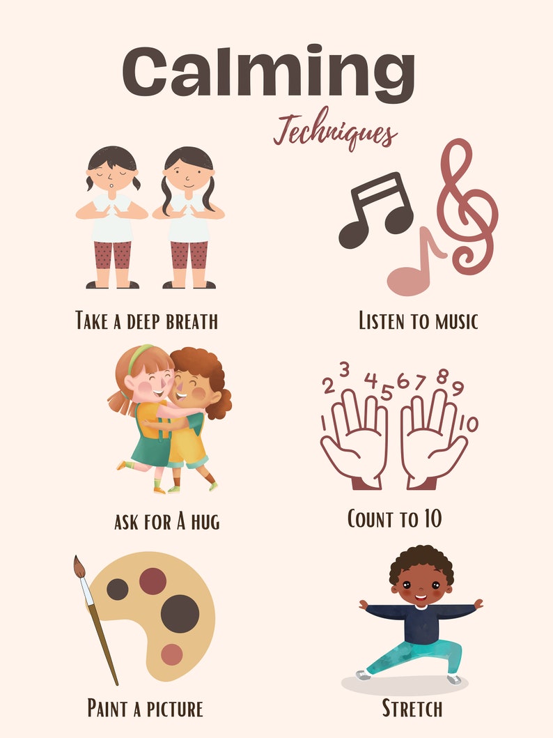 Children’s Calming Techniques Poster for Playroom, Classroom, or ...