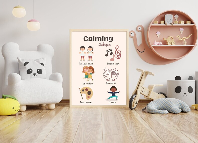 Children’s Calming Techniques Poster for Playroom, Classroom, or ...