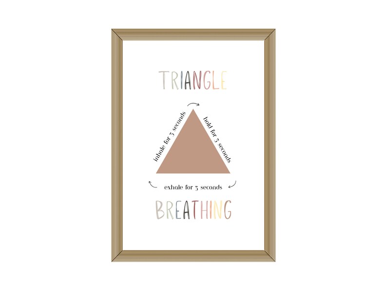 Triangle Breathing Technique, Therapy Office Decor, Anxiety Coping ...