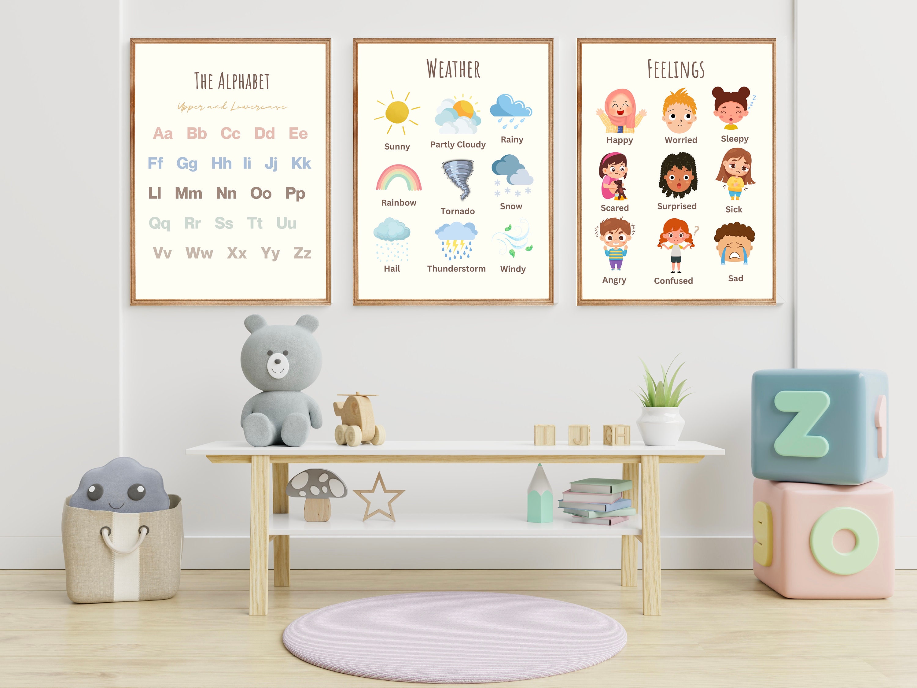 Digital Neutral Alphabet Poster, Playroom Poster, Classroom Poster - Etsy