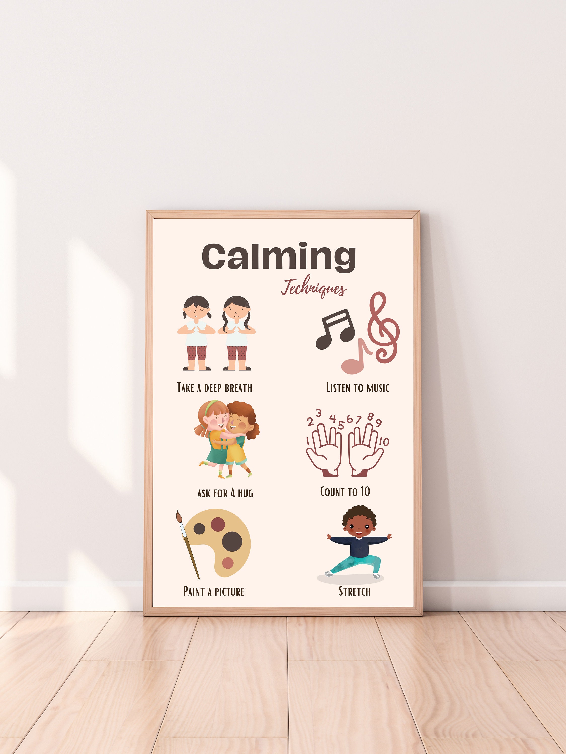 Childrens Calming Techniques Poster for Playroom, Classroom, or Bedroom ...
