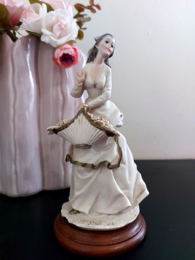 Vintage A Belcari Lady Figurine With Flowers and Signature/ Home Decor ...