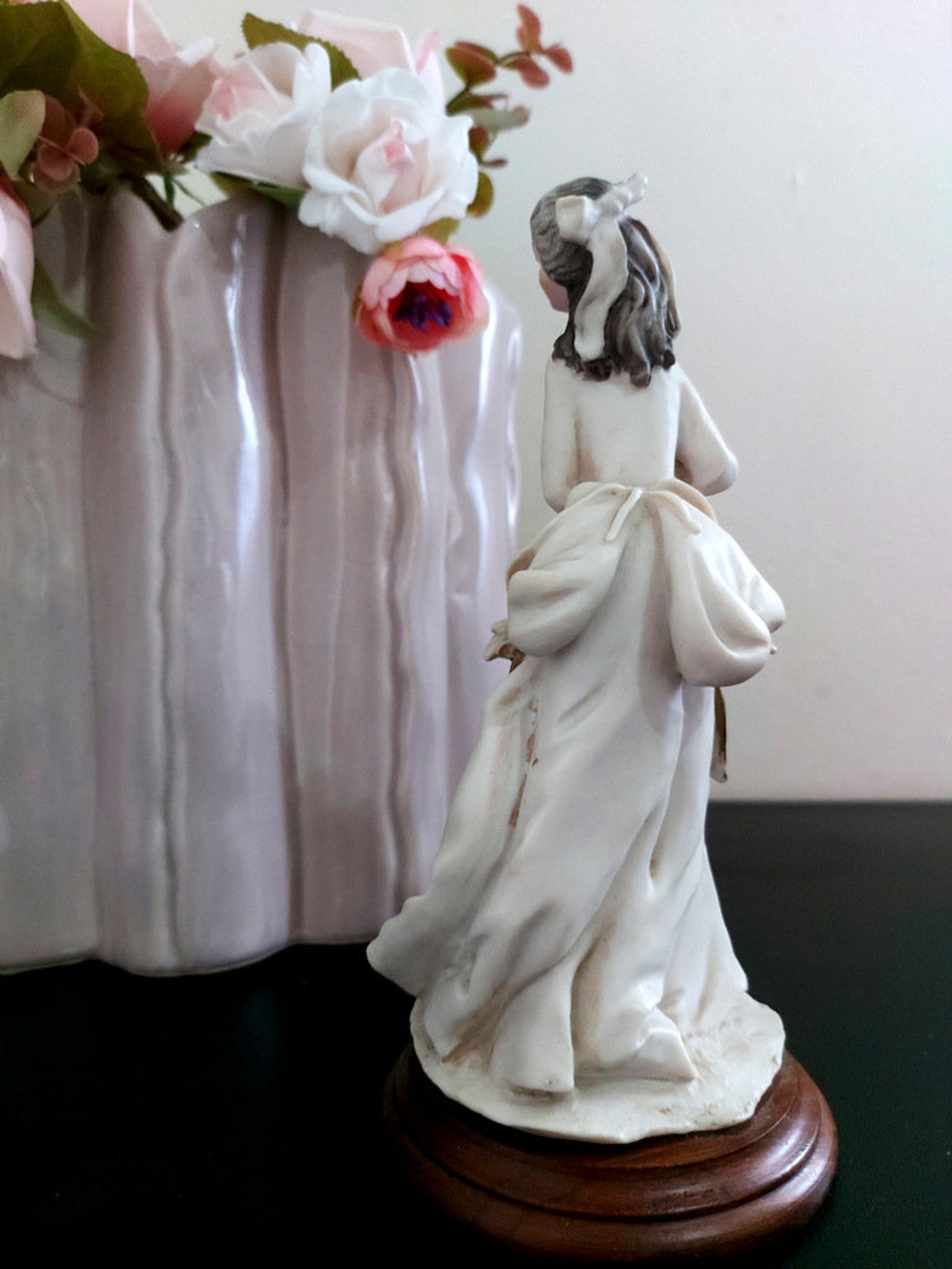 Vintage A Belcari Lady Figurine With Flowers and Signature/ Home Decor ...
