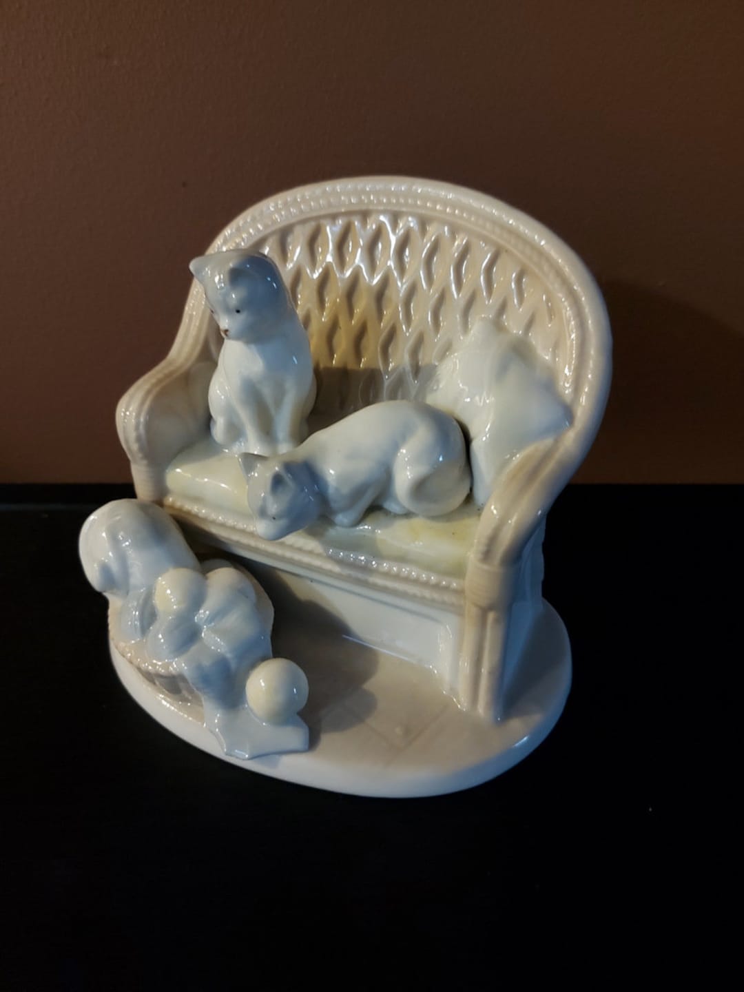 Porcelain Cats Playing on Couch Taiwan, Kittens Figurine - Etsy