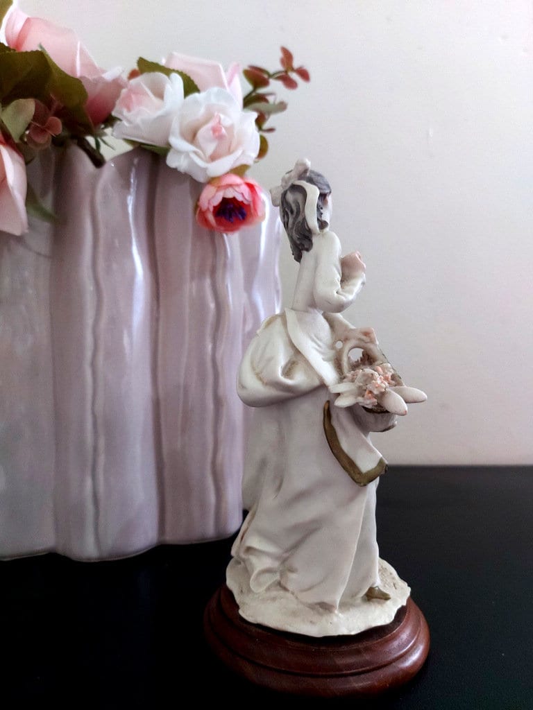 Vintage A Belcari Lady Figurine With Flowers and Signature/ Home Decor ...