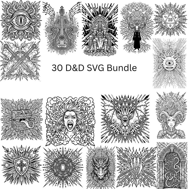 D&D SVG Bundle | TTRPG Class Icons, Monster Bestiary, Laser Engrave ...