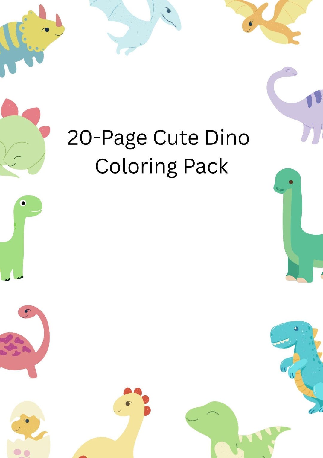 20-page Dinosaur Coloring Book: Kids Activity Pages (PDF Digital) - Etsy