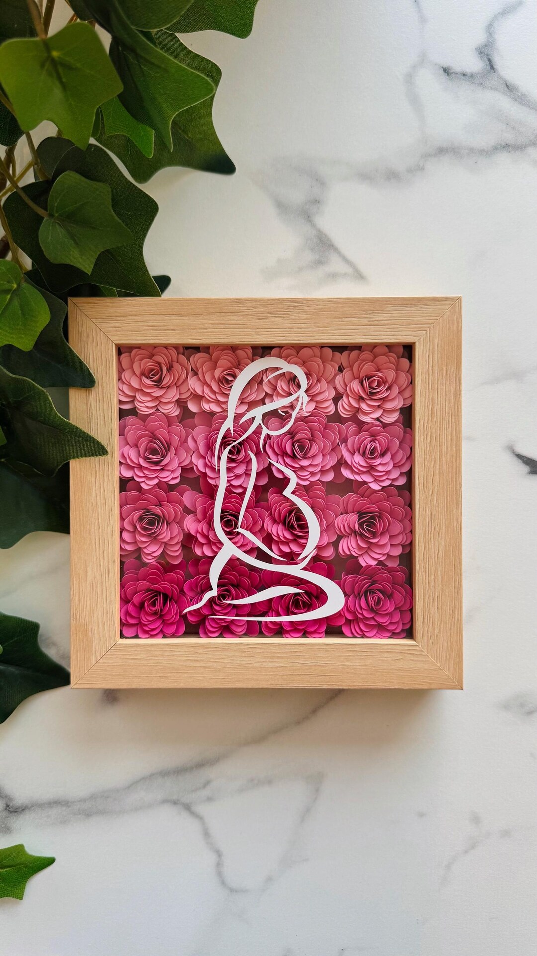 Custom Baby Shower Shadow Box: 3D Paper Flower Pregnancy Gift ...