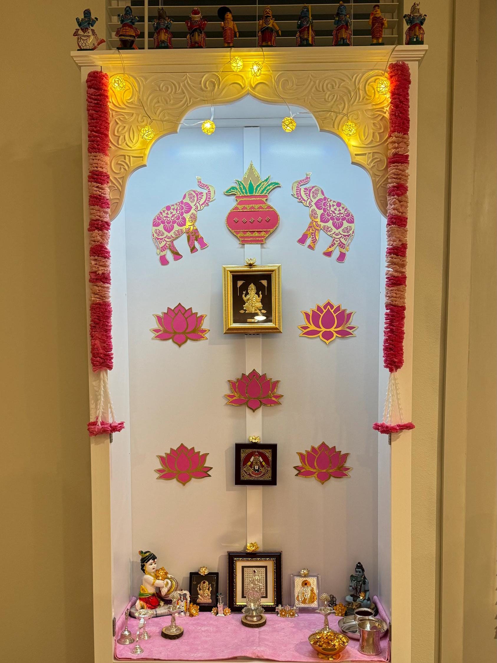 Lotus and Elephant Cutouts for Pooja Mandir and Decor Purposes ...