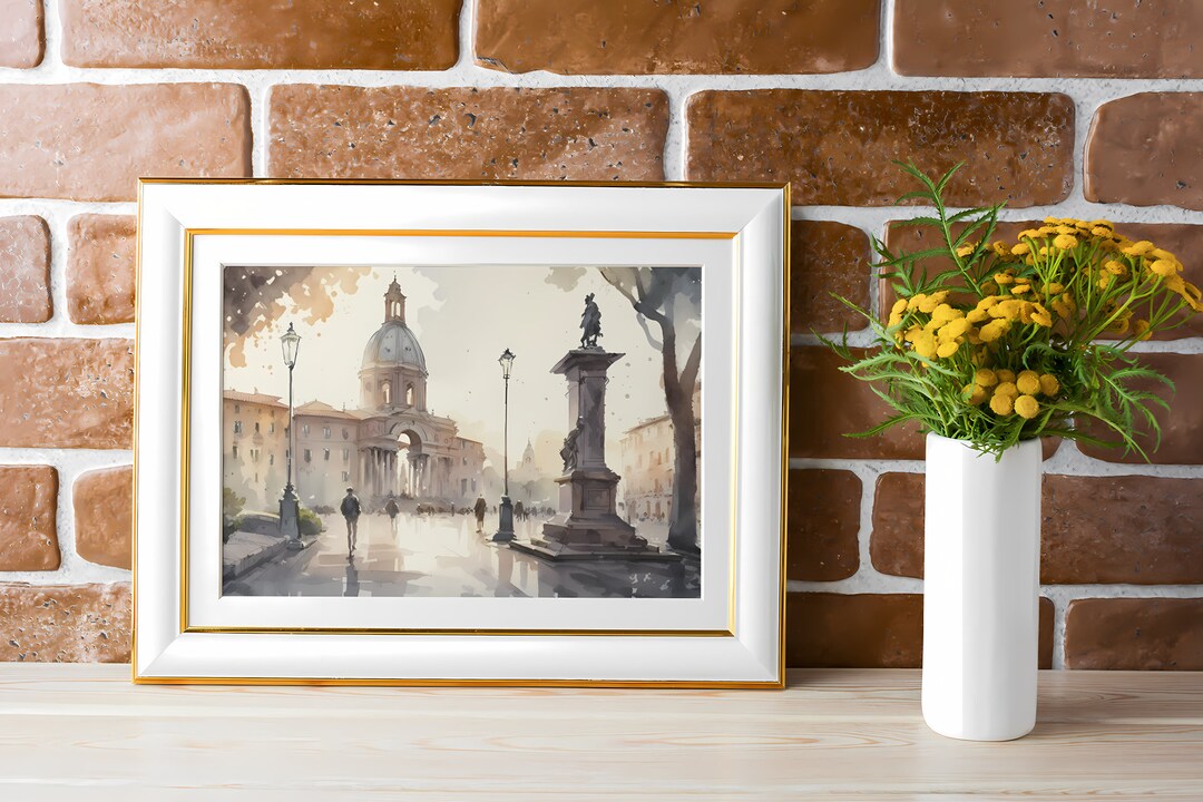 Printable Watercolor Painting of Rome's Iconic Cityscape - Etsy