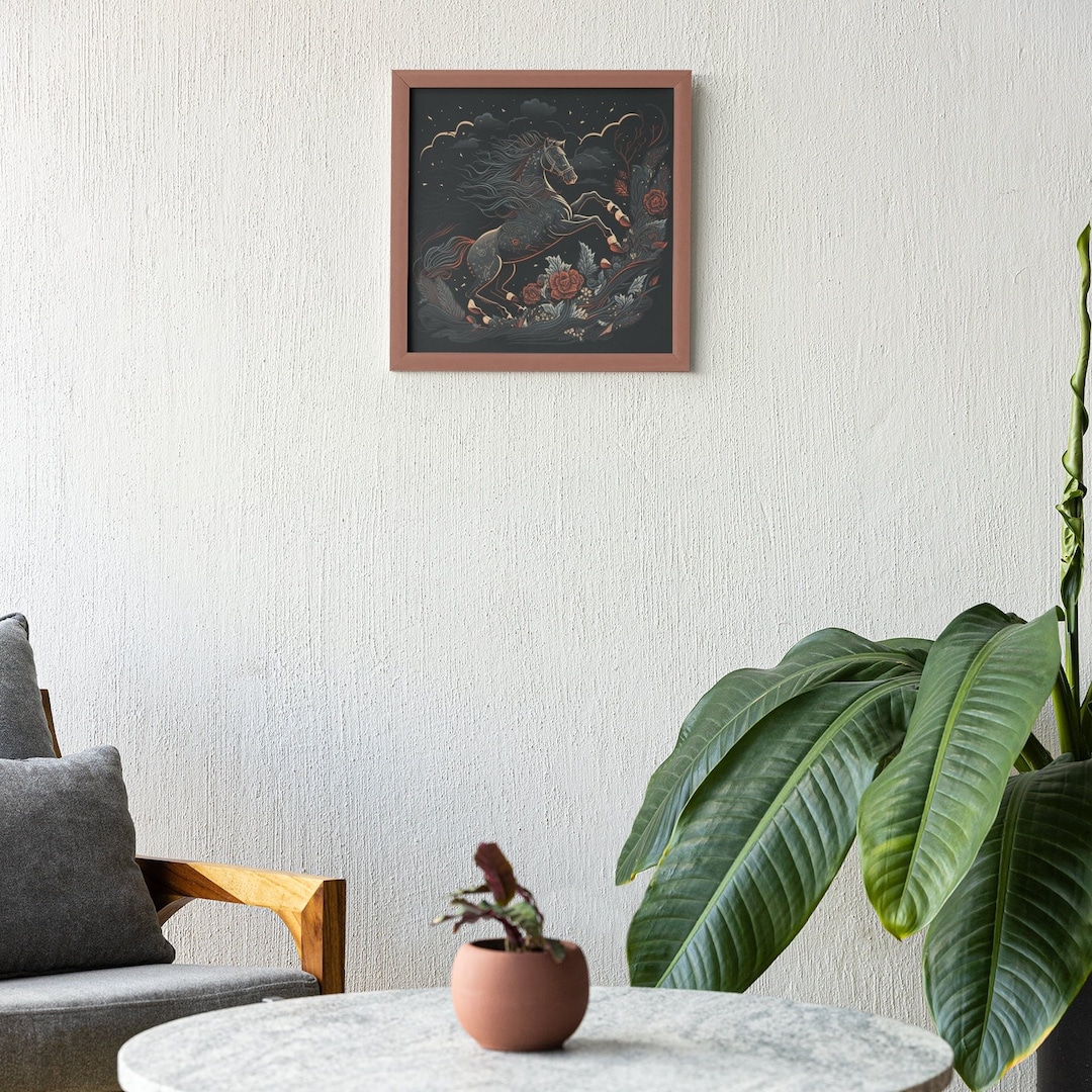 Printable Floral Galloping Horse Art - Etsy