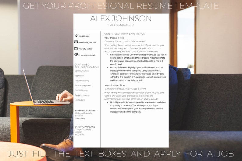Simple Modern Resume/cv Template for MS Word - Etsy