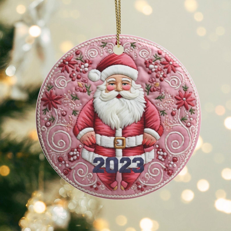 2023 Embroidered Christmas Ornament 3D Effect Santa Snowflakes ...