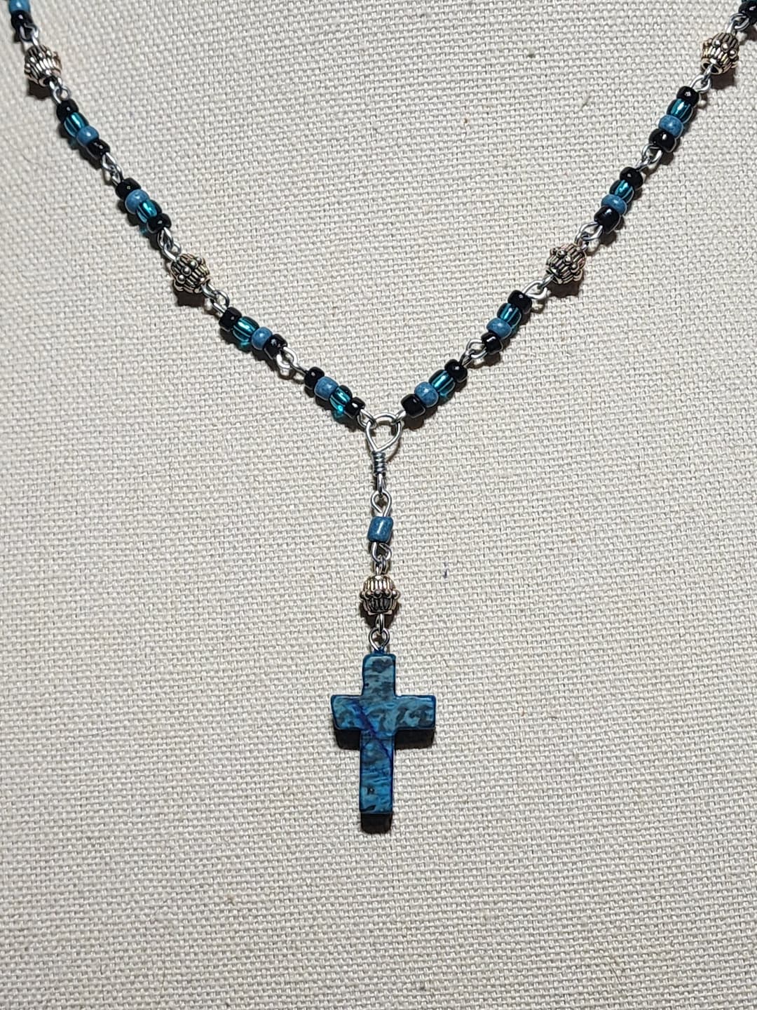 Blue Apatite Stone Cross Necklace - Etsy