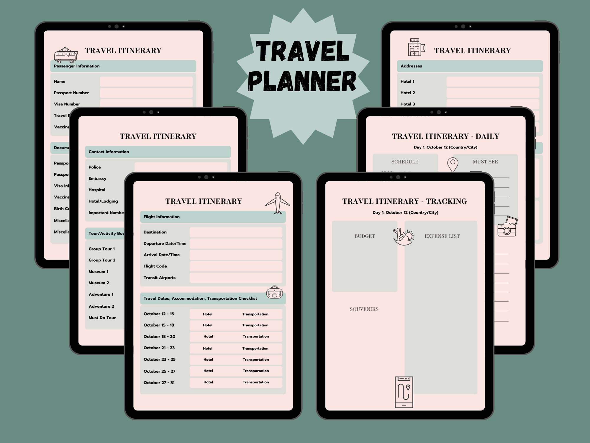 Simple Printable Travel Itinerary Planner, Printable Simple Itinerary ...