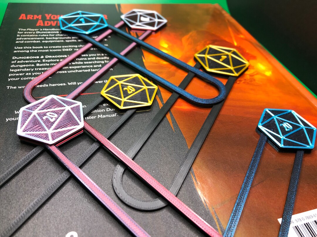 Fidget Bookmark - D20 Dice-themed - Rotates and Slides - Dnd / RPG ...