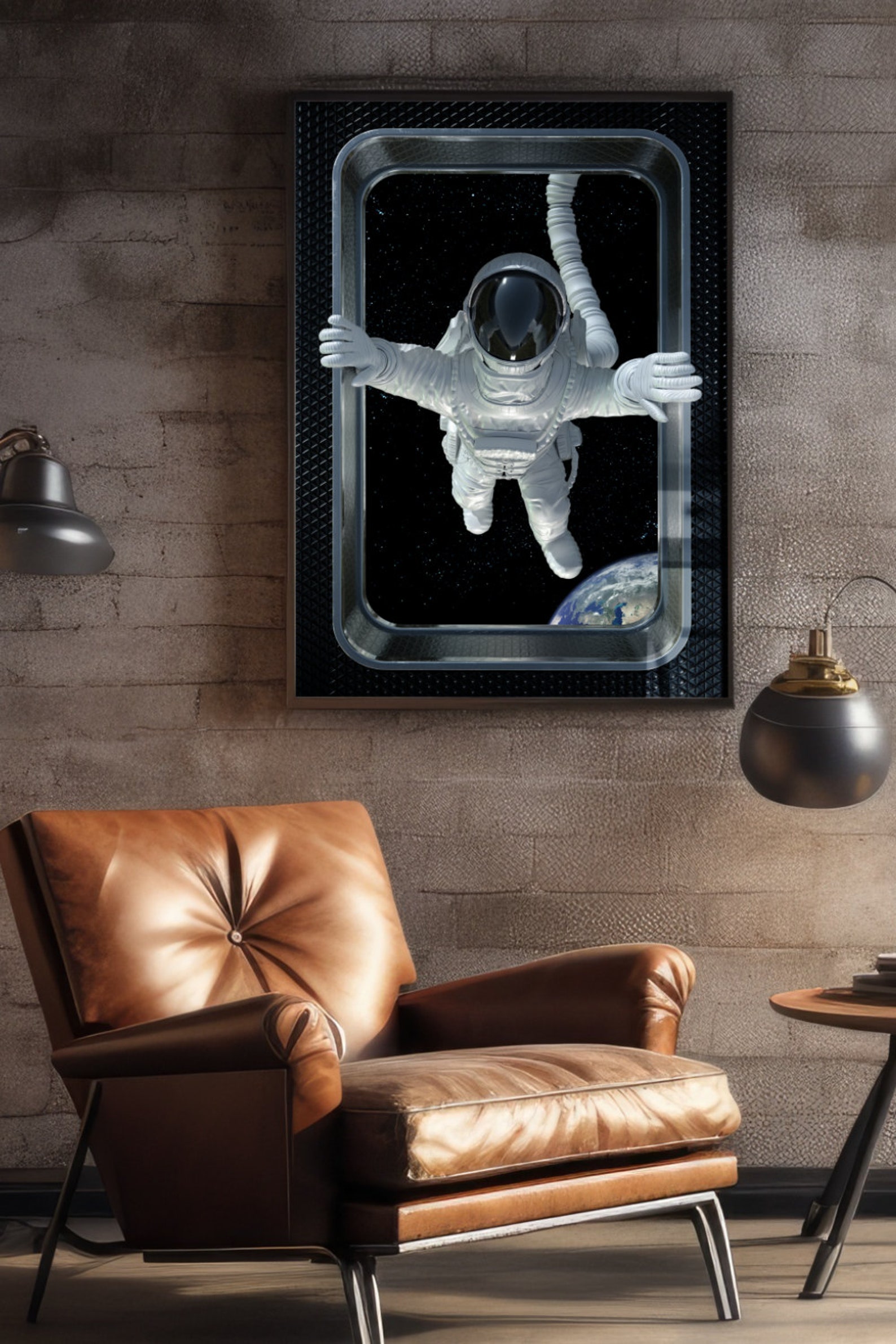 3D Space Wall Decor Framed Print for NASA Enthusiasts Astronaut Design ...