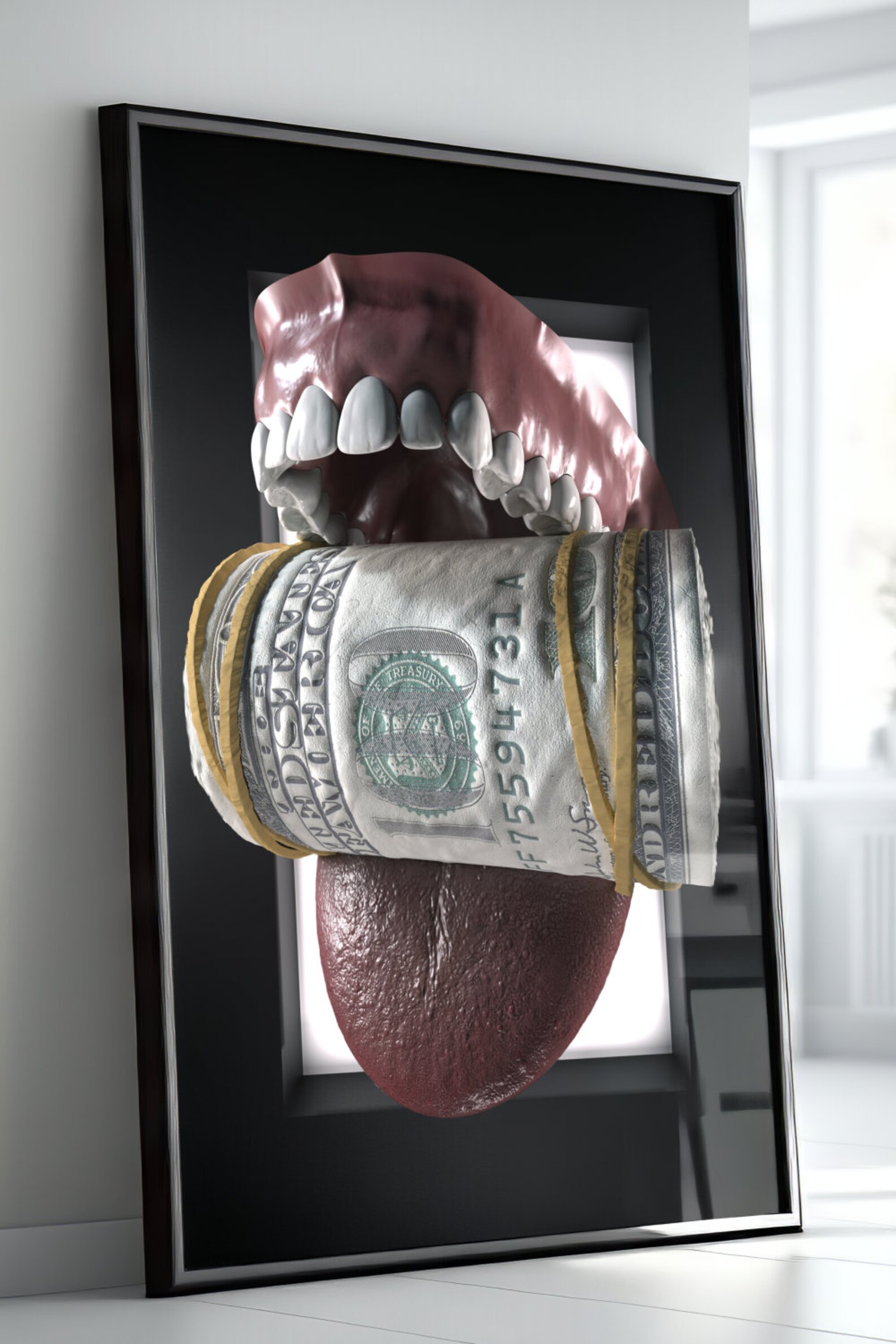 Stylized Cash Money Wall Art Decor Cash Man Cave Interior Wall Art ...