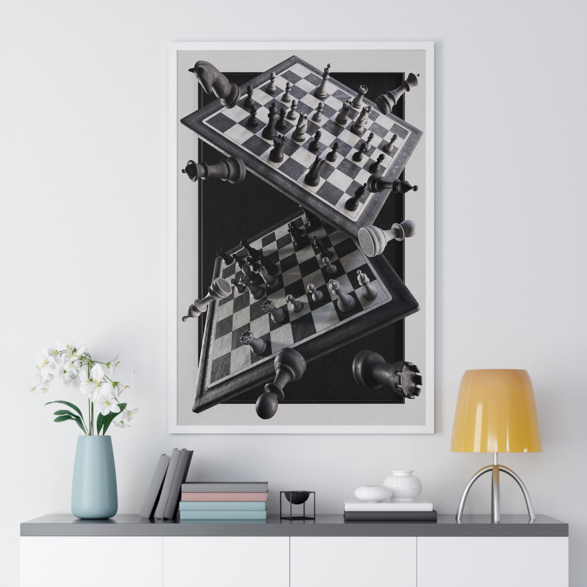 Game Wall Art Decor Chess Set Framed Print Modern Interior Framed Print ...