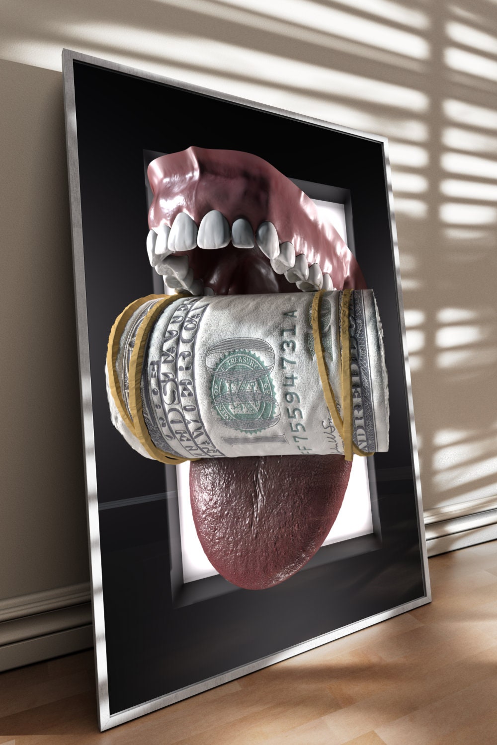 Stylized Cash Money Wall Art Decor Cash Man Cave Interior Wall Art ...