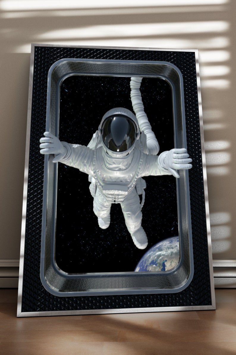 3D Space Wall Decor Framed Print for NASA Enthusiasts Astronaut Design ...