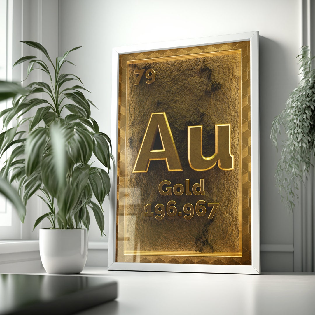 Educational Decor Gold Periodic Wall Art Print Chemistry Home Decor ...