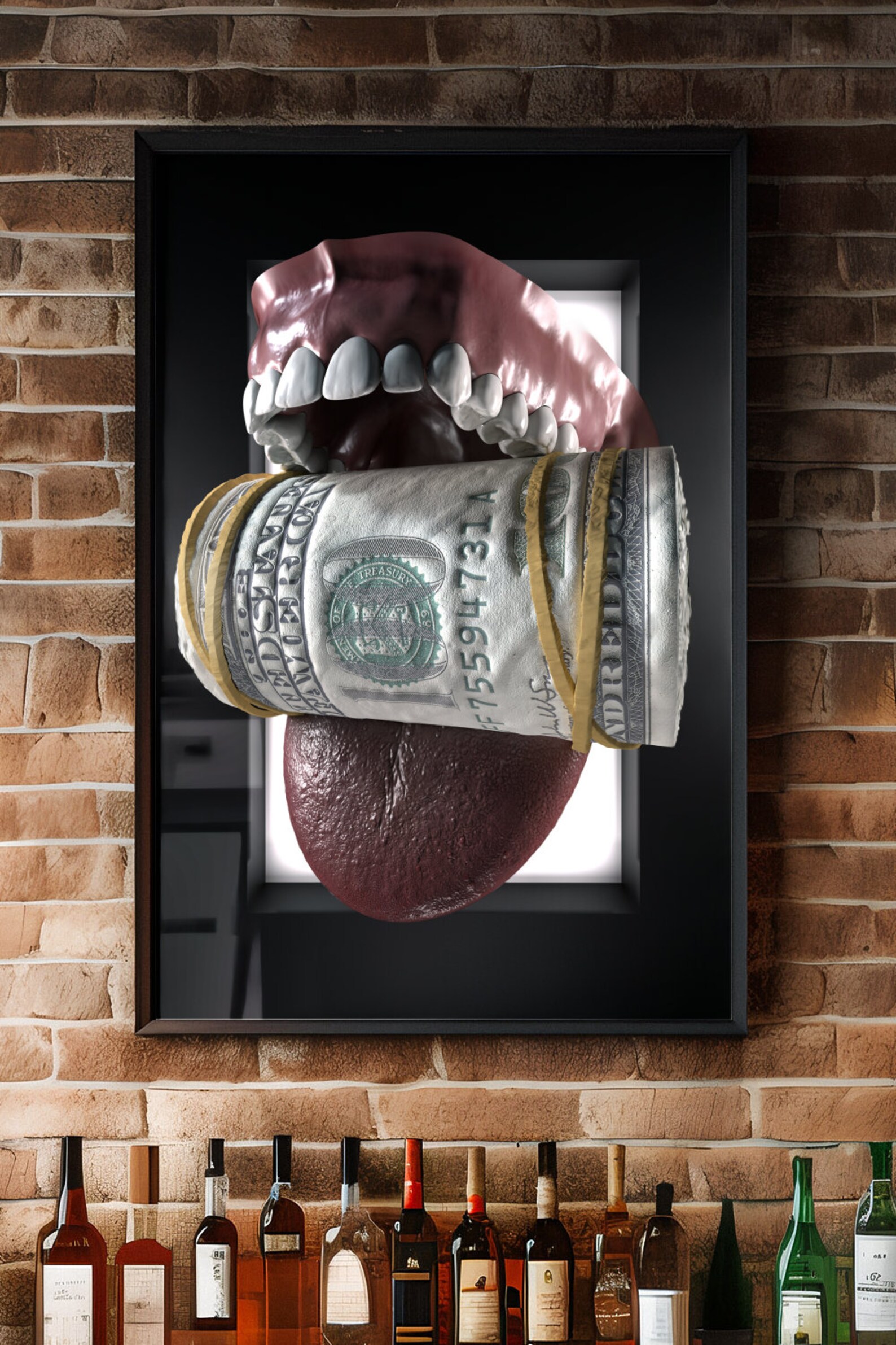 Stylized Cash Money Wall Art Decor Cash Man Cave Interior Wall Art ...
