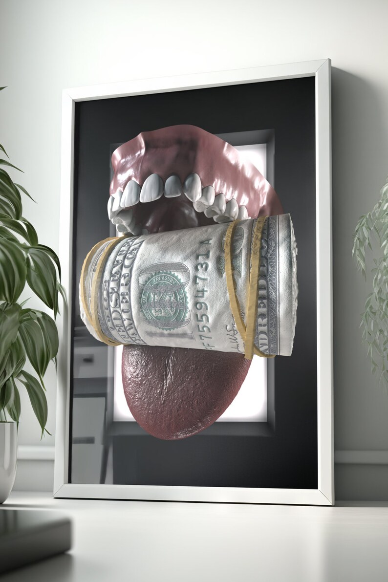 Stylized Cash Money Wall Art Decor Cash Man Cave Interior Wall Art ...