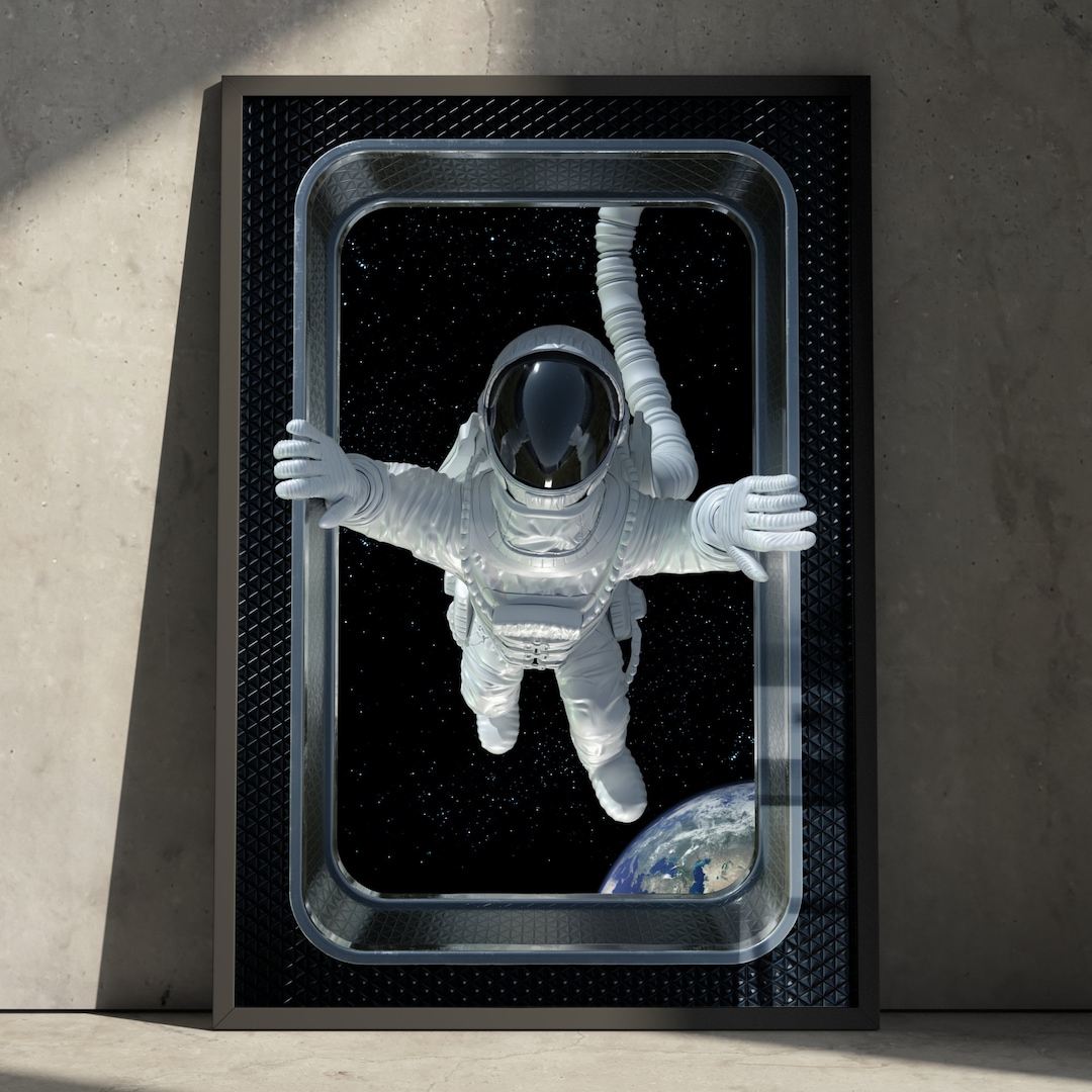 3D Space Wall Decor Framed Print for NASA Enthusiasts Astronaut Design ...