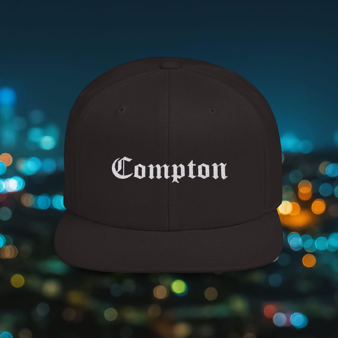 Compton Hat Compton Snap Back Black Hat White Embroidered With ...