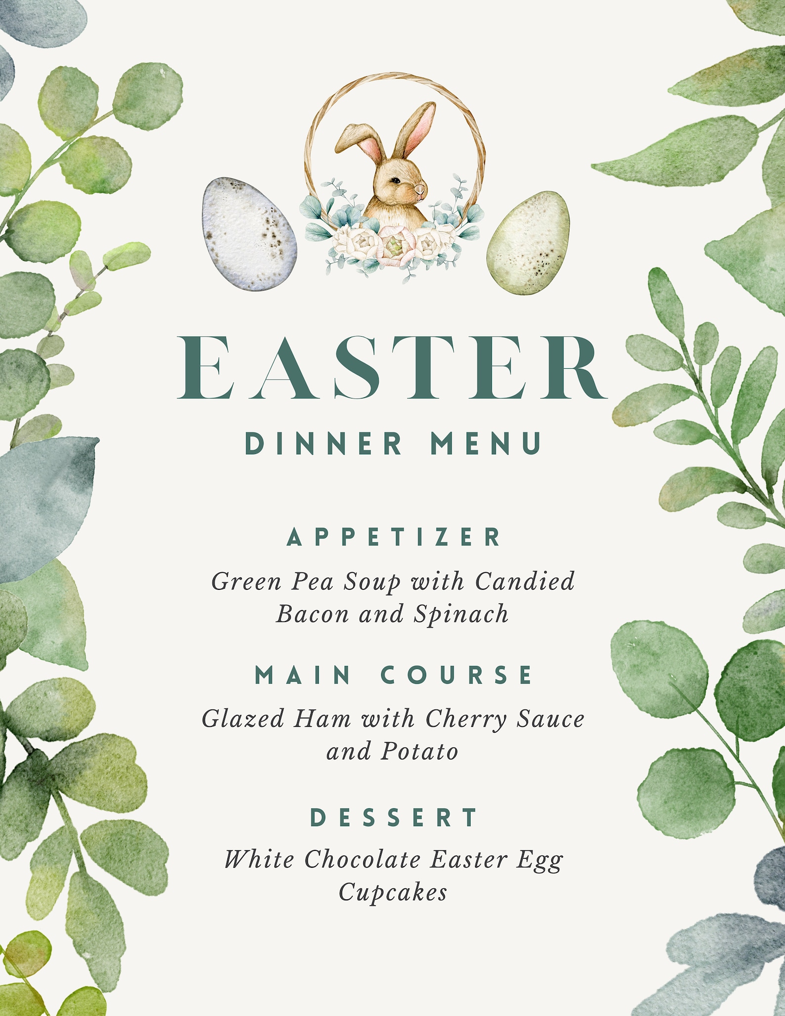 Easter Menu Canva Template - Customizable Spring Design - Etsy