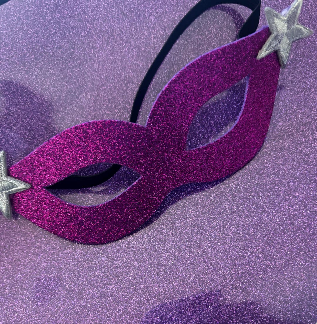 Glitter Superhero Mask: Sparkle Costume With Silver Stars - Etsy