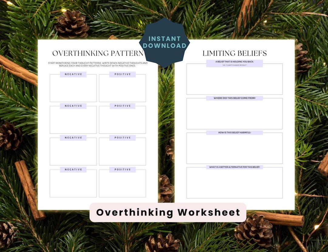Overthinking Worksheet Printable, Cognitive Reframe Journal, Limiting ...