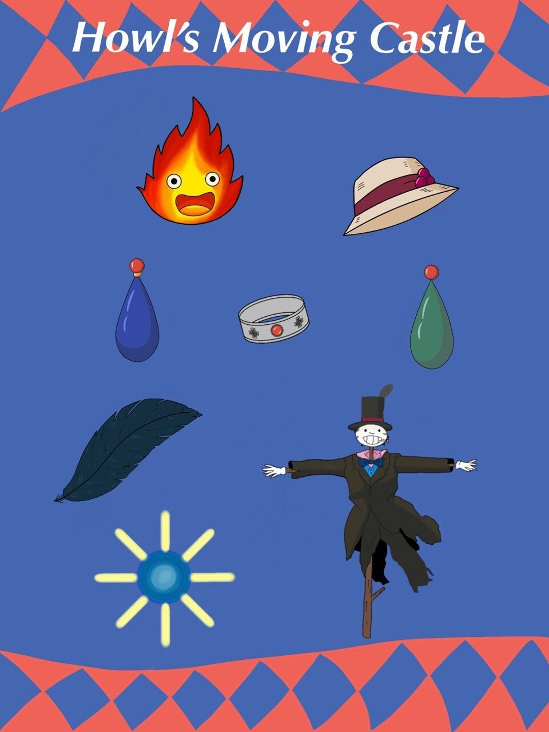 8 Individual Clipart Howl's Moving Castle Inspired PNG With 300DPI and ...