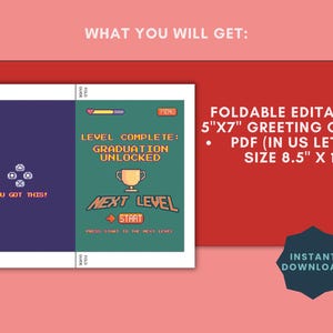 Level Complete Graduation Card, Gamer Style Grad Card, Funny Digital ...
