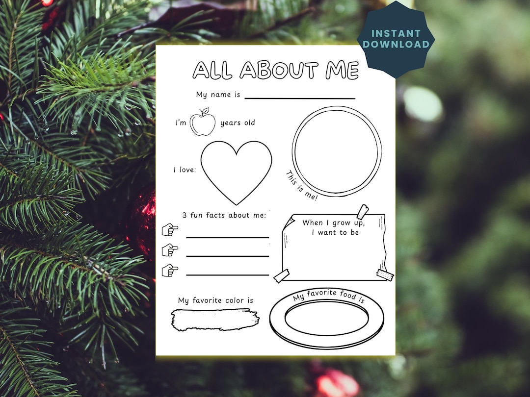 All About Me Coloring Page for Kids, Back to School Worksheet ...