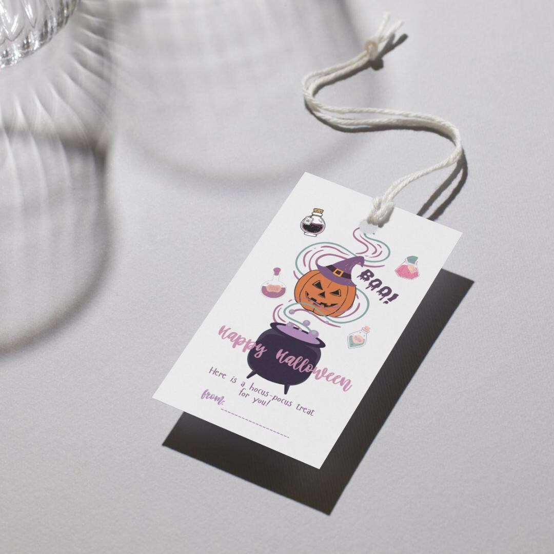 Spooky Halloween Gift Tags Printable Pumpkin Witchy Halloween Tags for ...