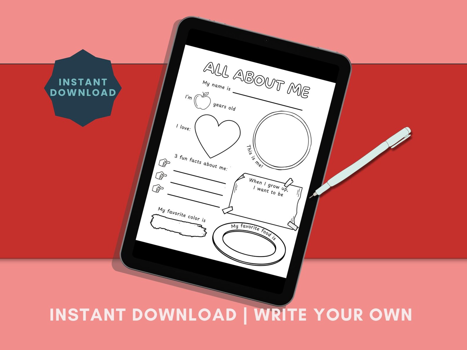 All About Me Coloring Page for Kids, Back to School Worksheet ...