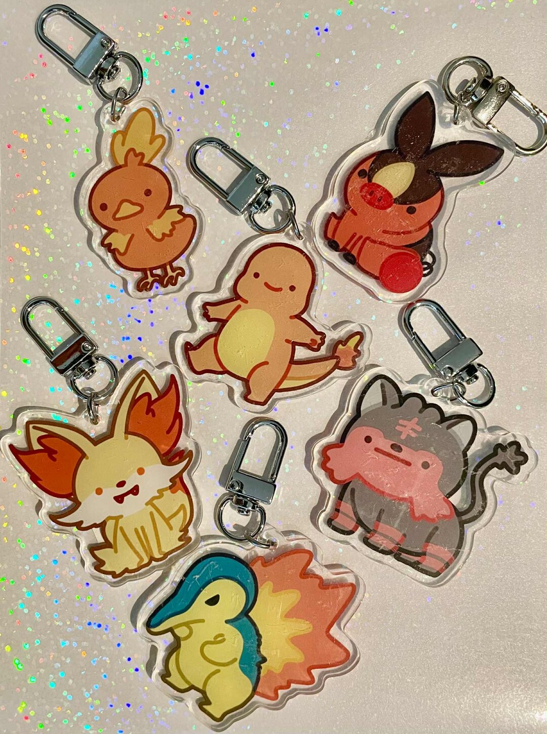 Pokemon Fire Type Acrylic Keychains. Fennekin, Torchic, Charmander ...
