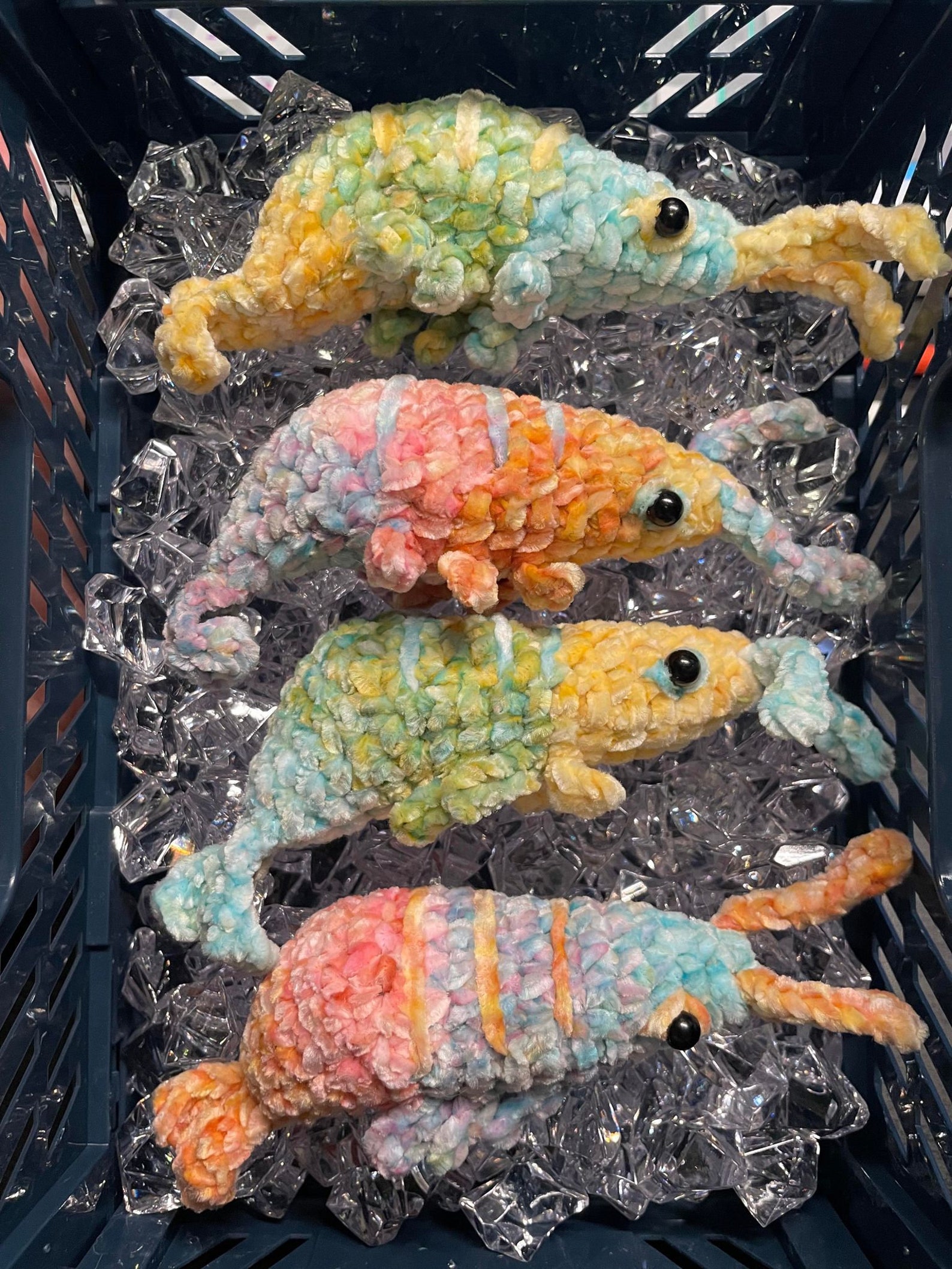 Rainbow Emotional Support Shrimps. Crochet Shrimp, Shrimp Gang. - Etsy